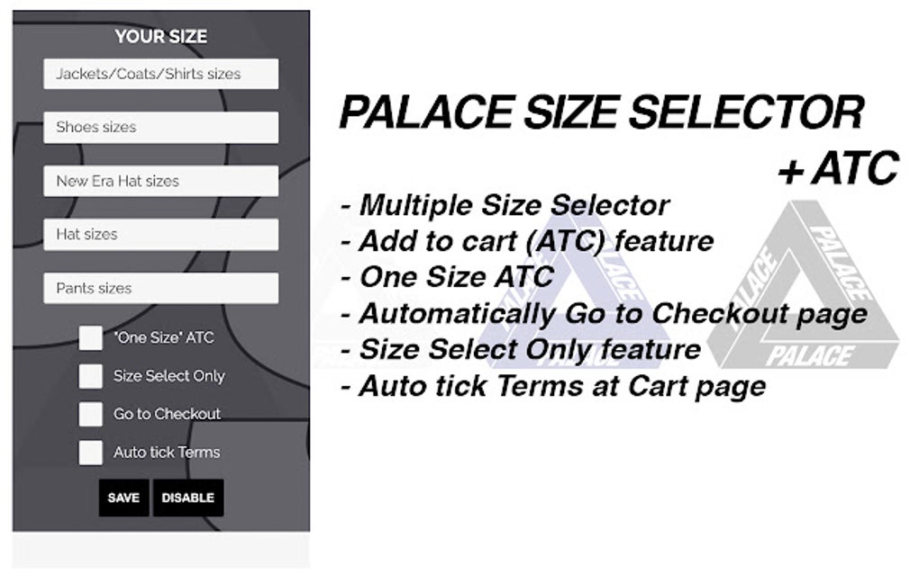 Palace Size Selector + ATC for Google Chrome - Extension Download