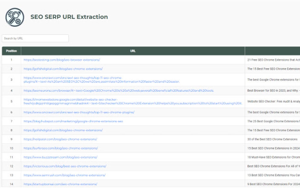 SEO SERP URL Extraction para Google Chrome - Extensión Descargar