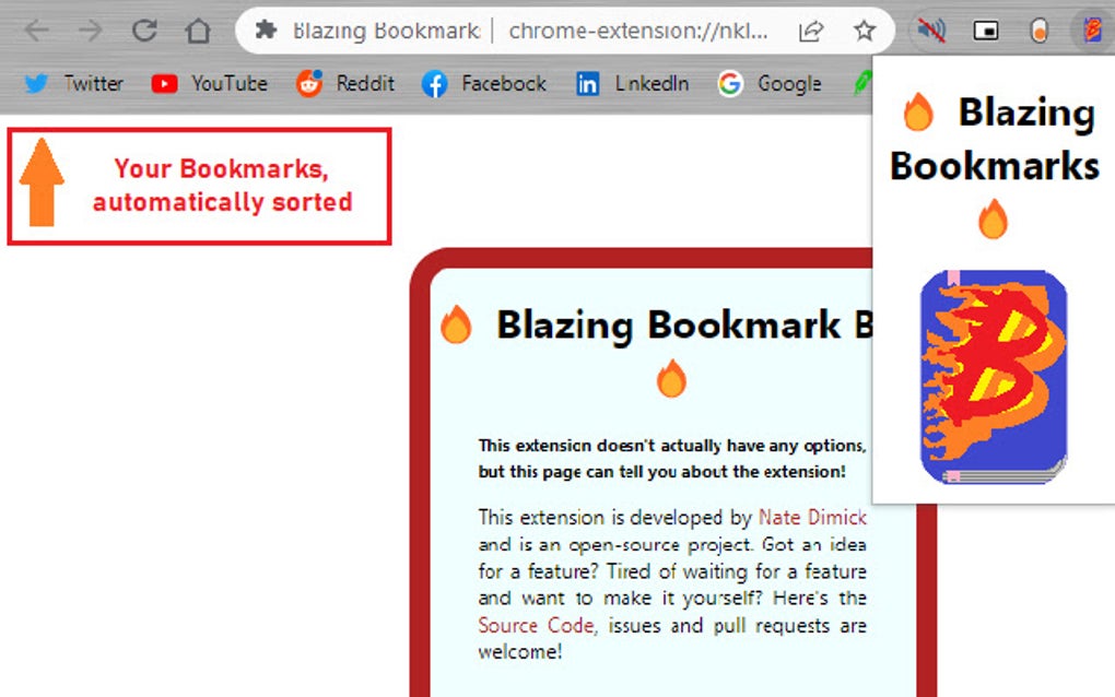 Blazing Bookmarks for Google Chrome - Extension Download