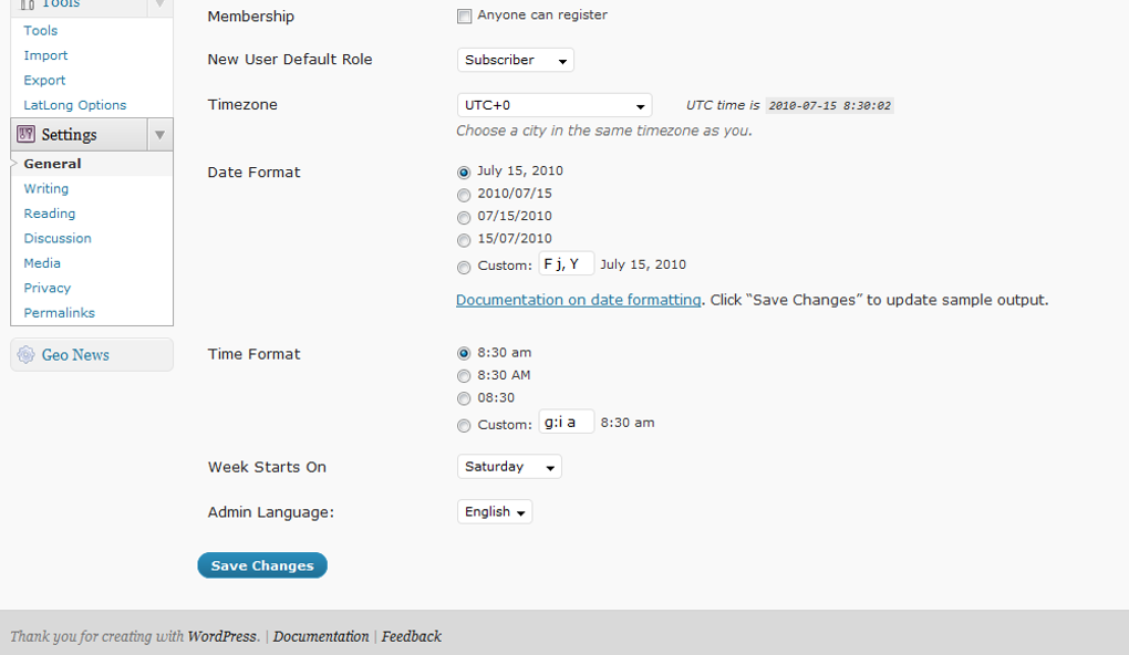 WordPress 용 Admin Locale - 다운로드