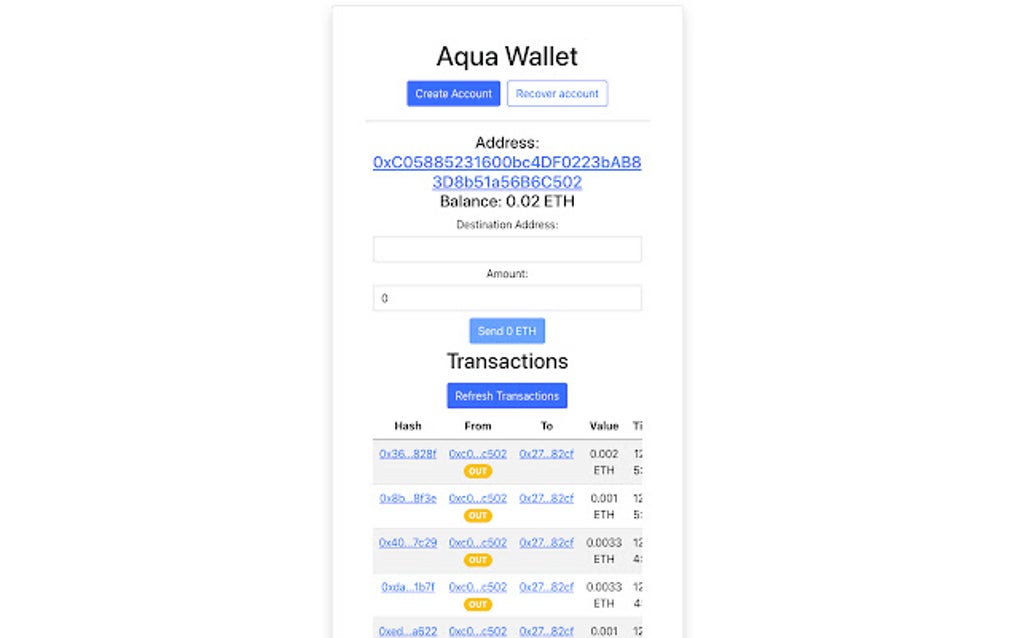 Aqua Wallet pour Google Chrome - Extension Télécharger