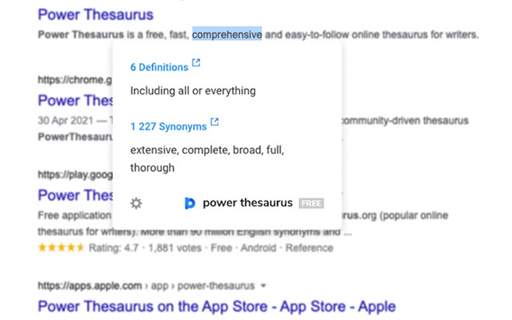 Power Thesaurus for Google Chrome - Extension Download