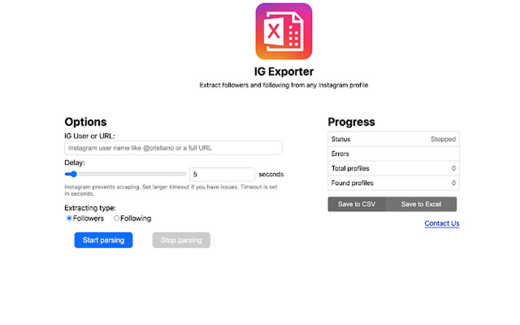 IG Follower Export tool pour Google Chrome - Extension Télécharger