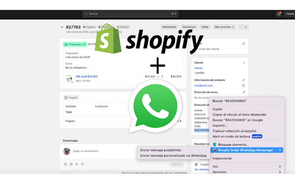 Shopify Order WhatsApp Messenger Google Chrome için - Eklenti İndir