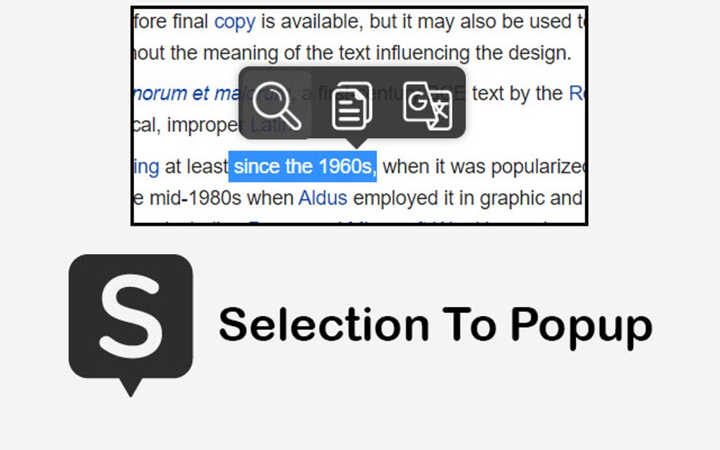 Selection To PopUp for Google Chrome - Extension Download