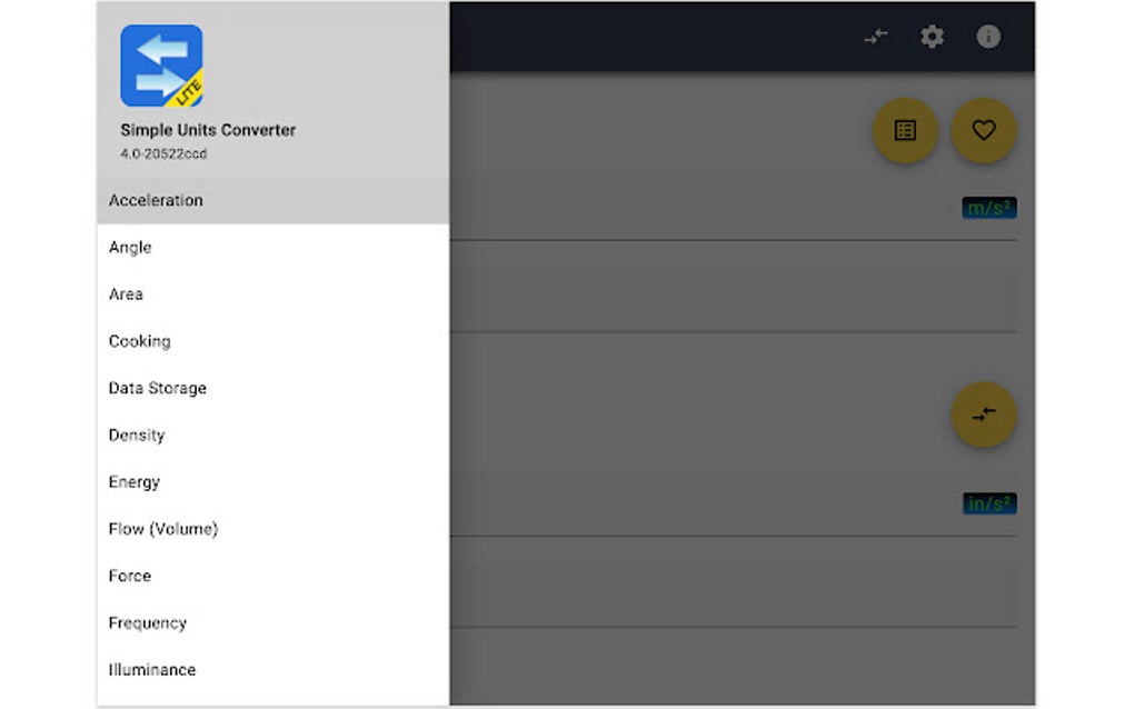 Simple Units Converter (Lite) สำหรับ Google Chrome - ส่วนขยาย ดาวน์โหลด
