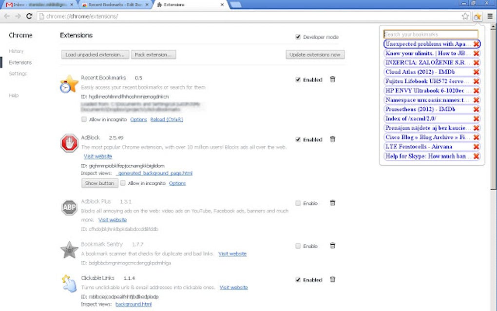 Recent Bookmarks for Google Chrome - Extension Download