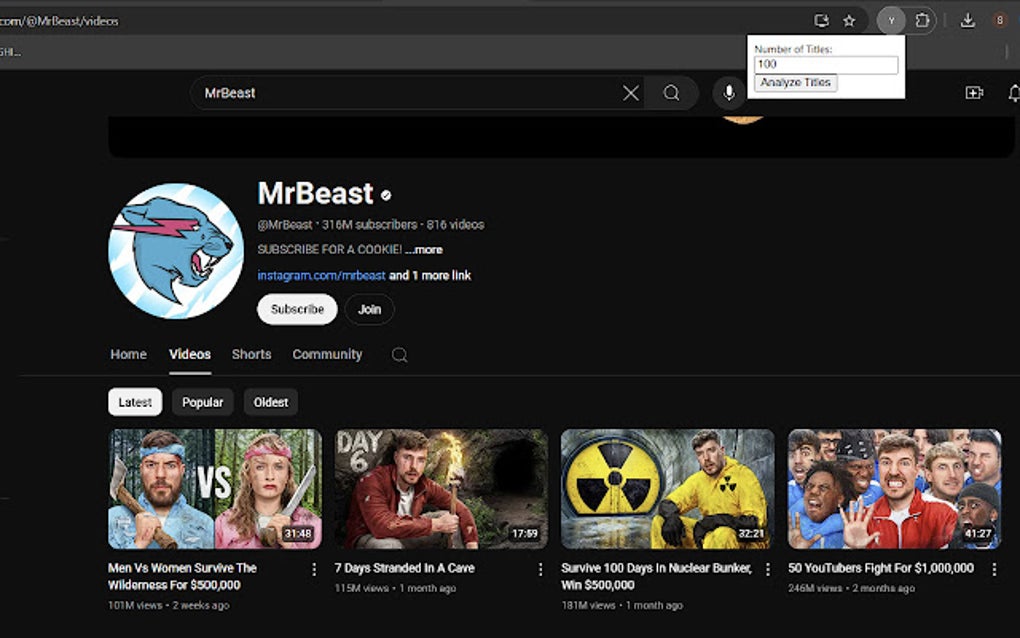 YouTube Title Analyzer Google Chrome 용 - 확장 프로그램 다운로드