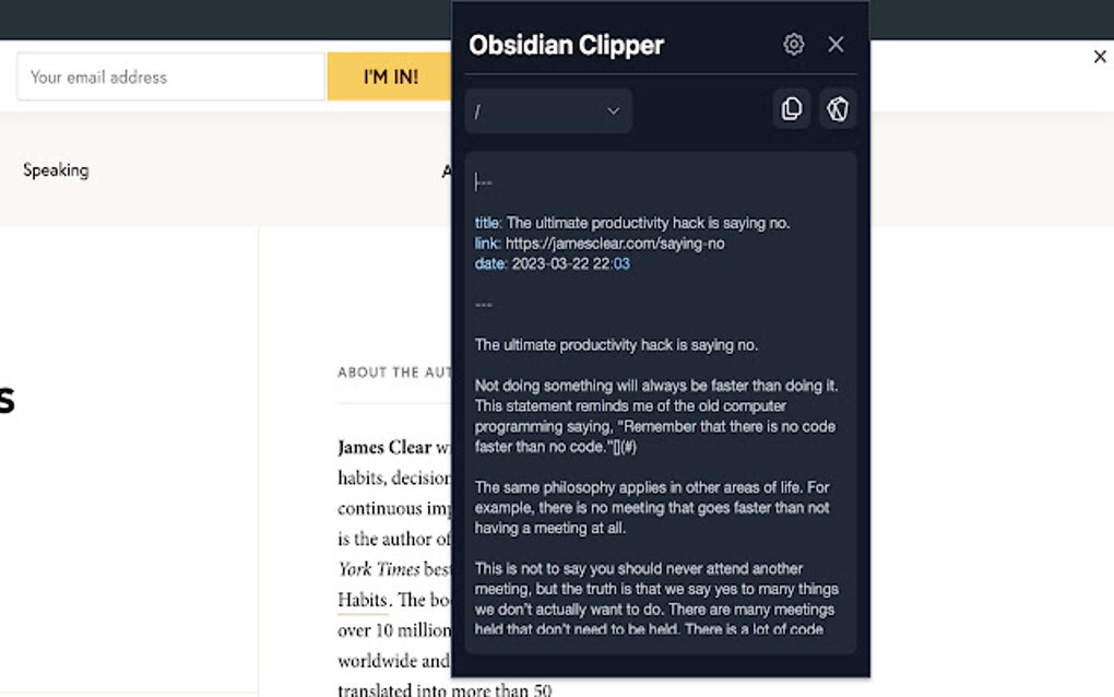 Obsidian clipper para Google Chrome - Extensión Descargar