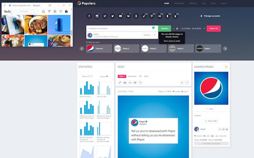 Popsters Addon for Instagram analysis para Google Chrome - Extensión ...