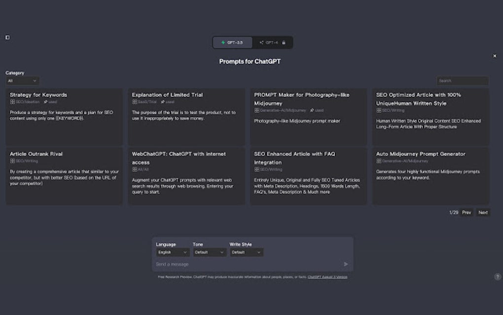 Prompts For ChatGPT for Google Chrome - Extension Download
