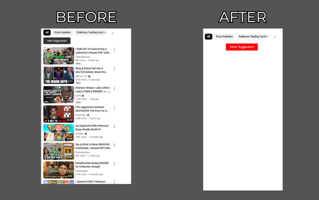 YouTube Recommendation Hider สำหรับ Google Chrome - ส่วนขยาย ดาวน์โหลด