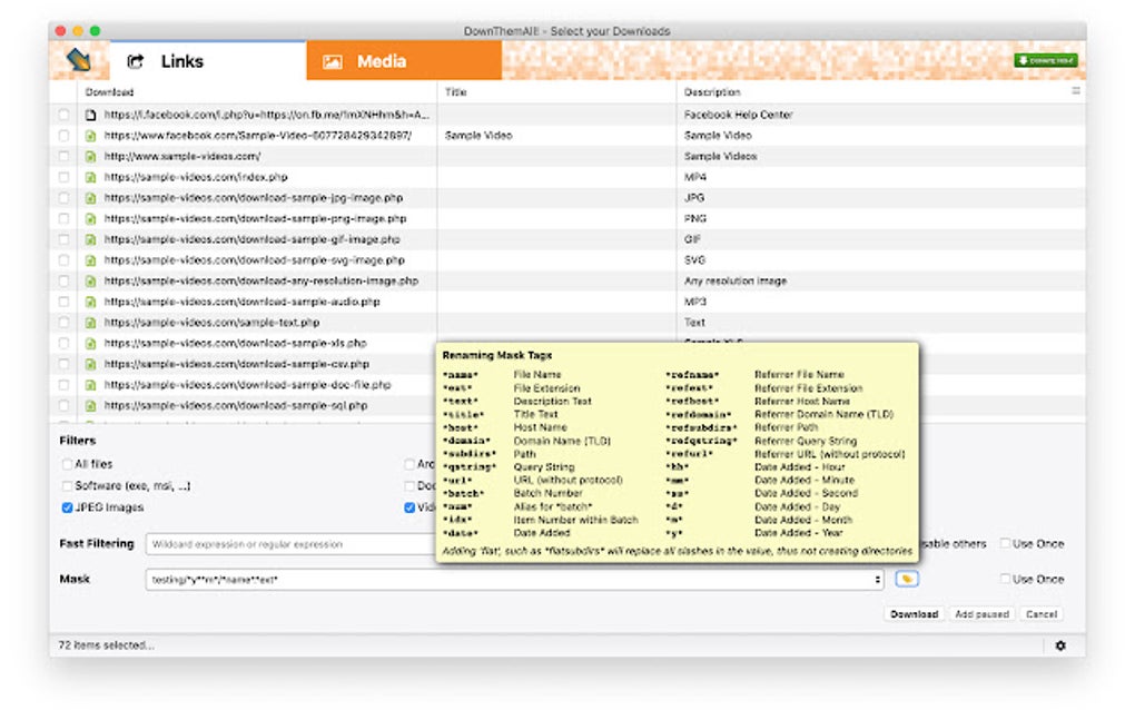 DownThemAll! for Google Chrome - Extension Download