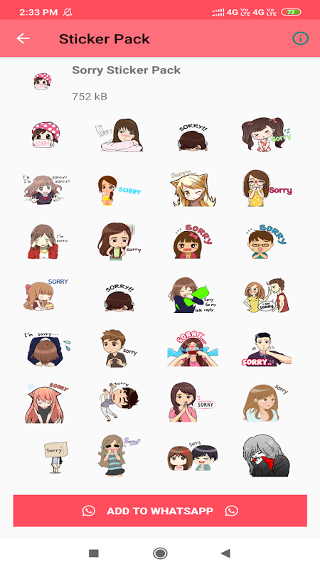 Sad Stickers for Whatsapp - Sorry WAStickerApps for Android - Download