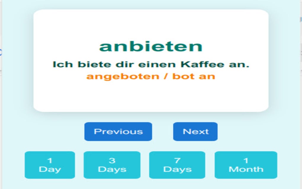 German Verbs Flashcards para Google Chrome - Extensión Descargar