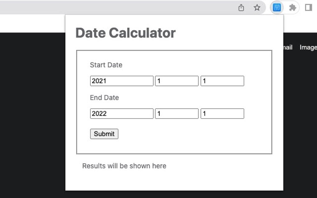 Date Calculator สำหรับ Google Chrome - ส่วนขยาย ดาวน์โหลด