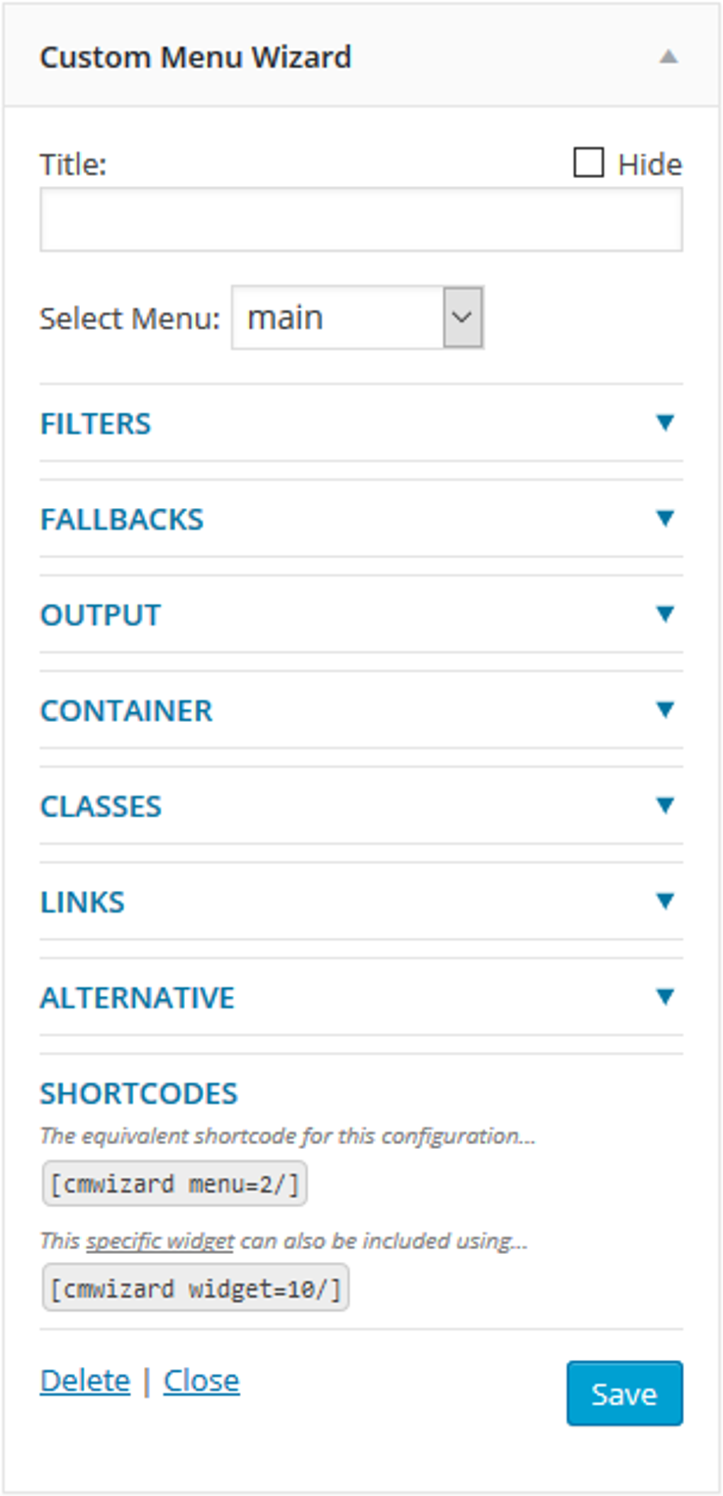 WordPress 용 Custom Menu Wizard Widget - 다운로드 WordPress 용 Custom Menu Wizard Widget - 다운로드