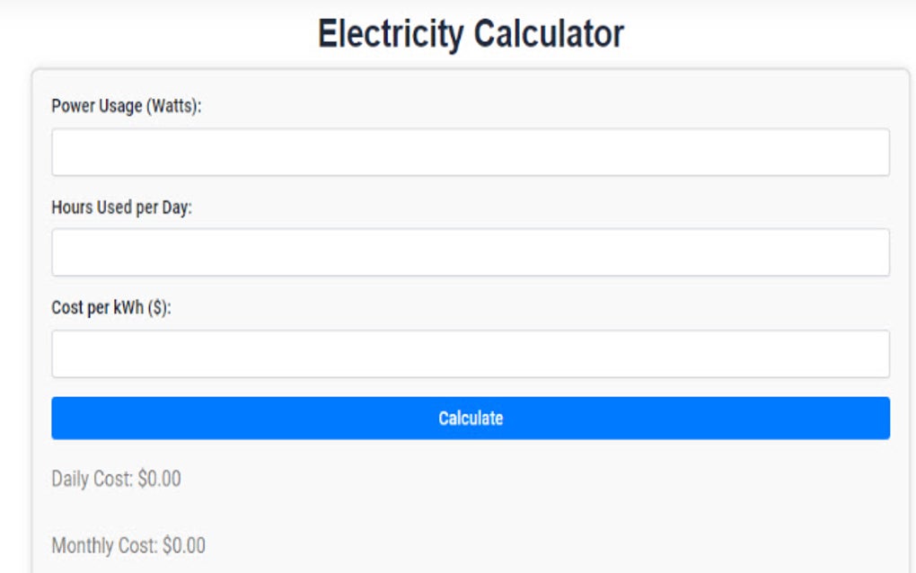 Electricity Calculator สำหรับ Google Chrome - ส่วนขยาย ดาวน์โหลด