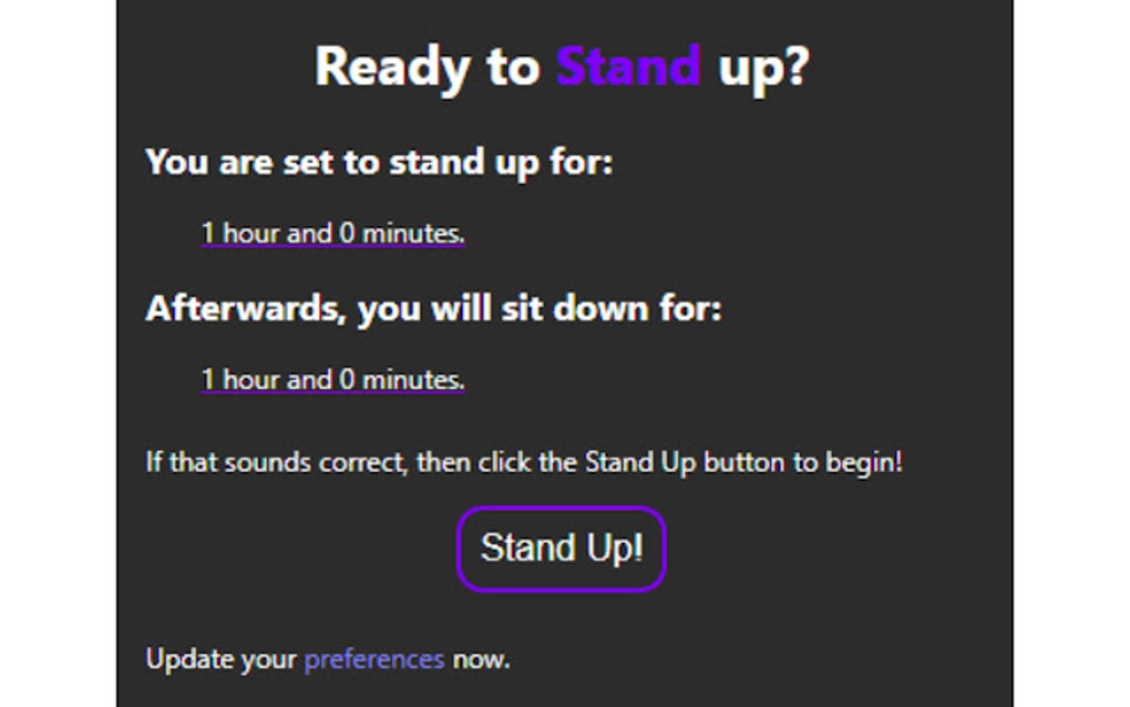 Stand Up Google Chrome 용 - 확장 프로그램 다운로드