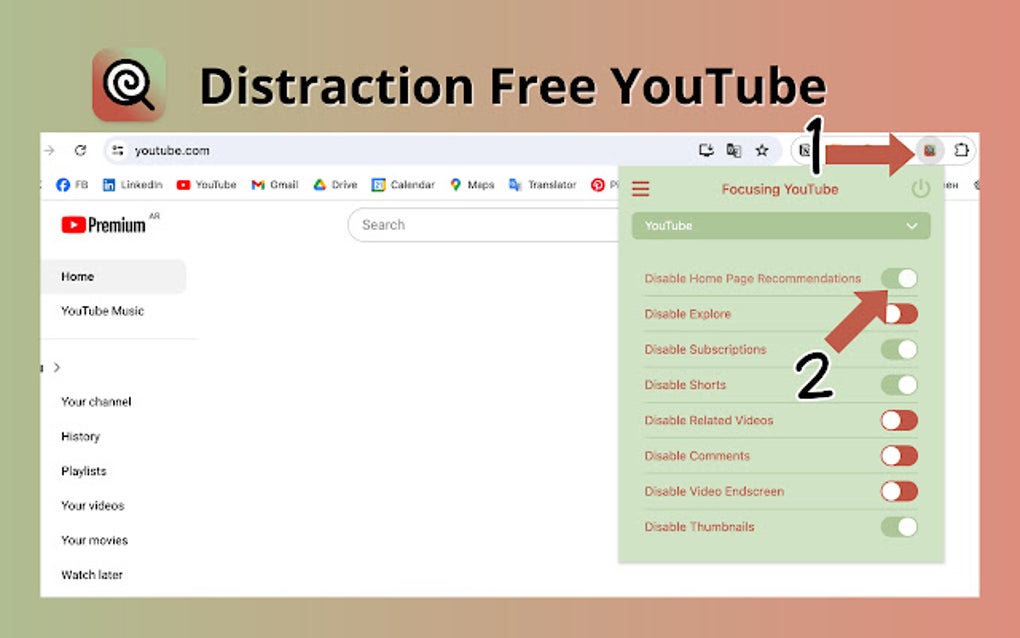 Focusing YouTube para Google Chrome - Extensión Descargar