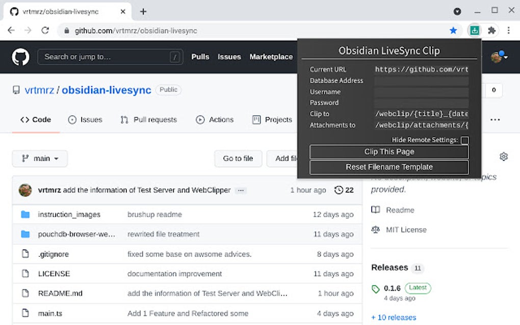 obsidian-livesync-webclip Google Chrome 용 - 확장 프로그램 다운로드