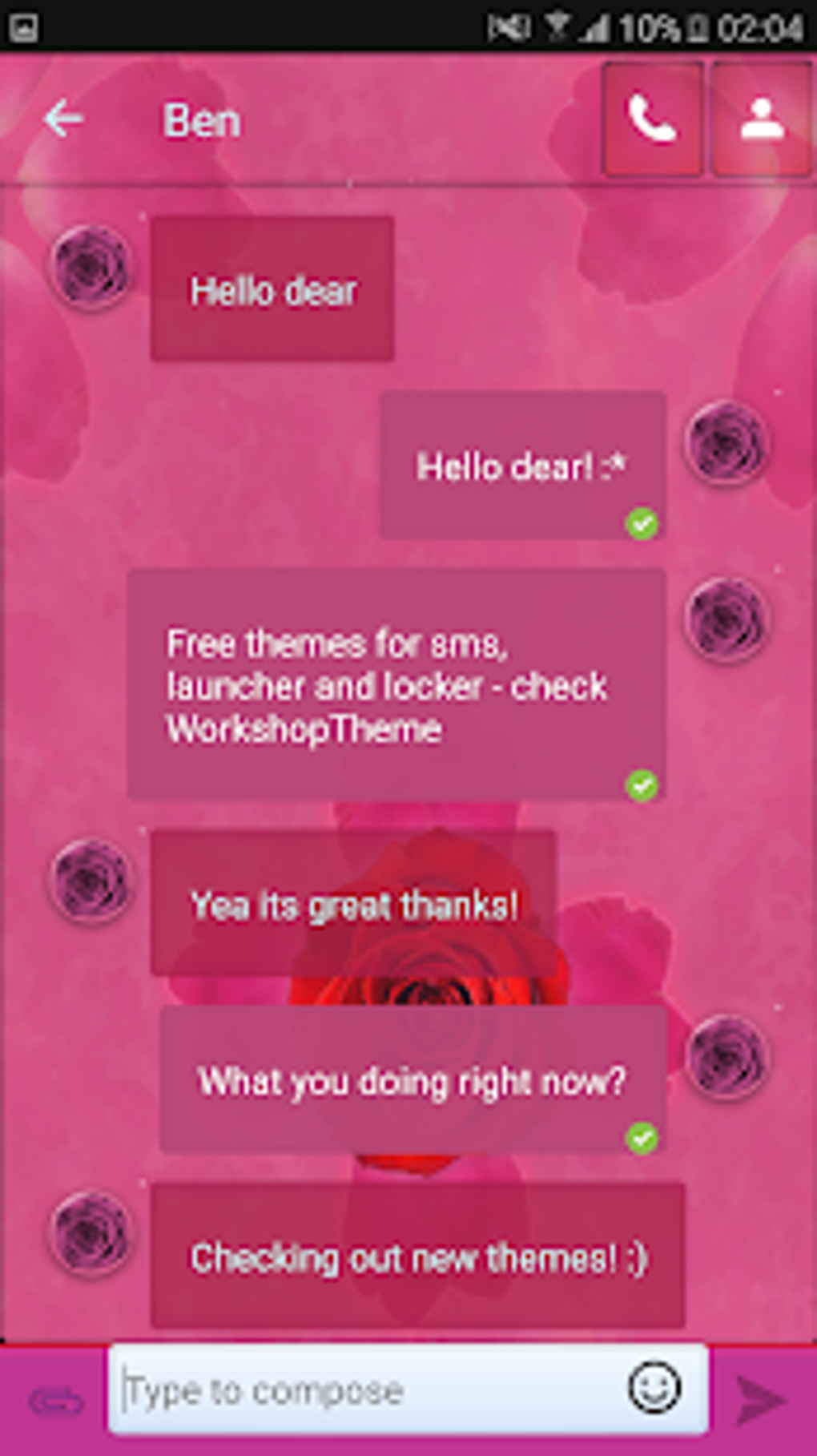 Theme rose pink cute GO SMS APK for Android - Download