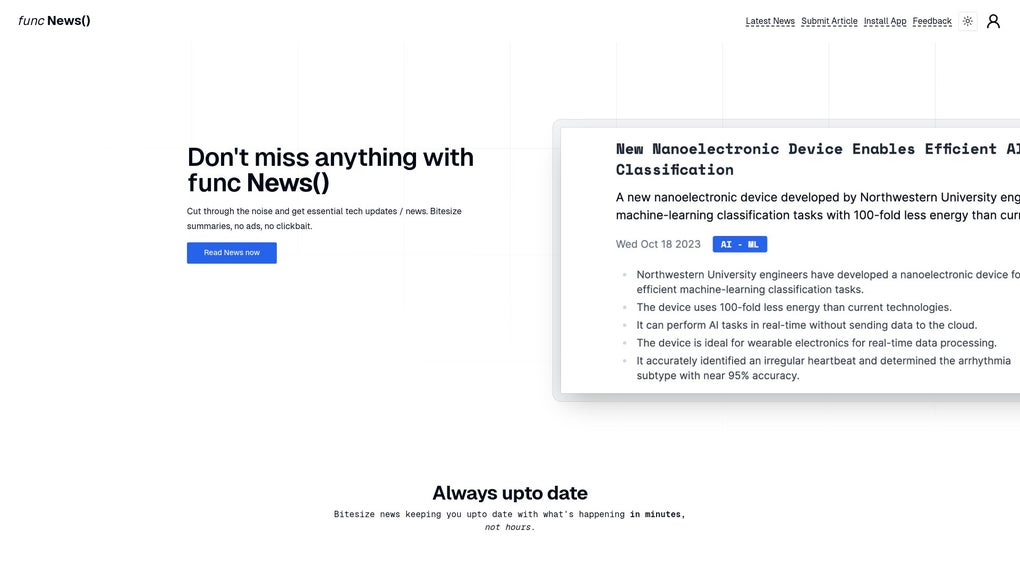 AI 문서 요약기를 위한 Func News - 리뷰, 기능 및 사용 사례