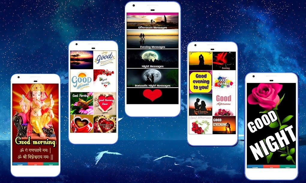 Good Morning Noon Evening Night Images and Wishes for Android - Download