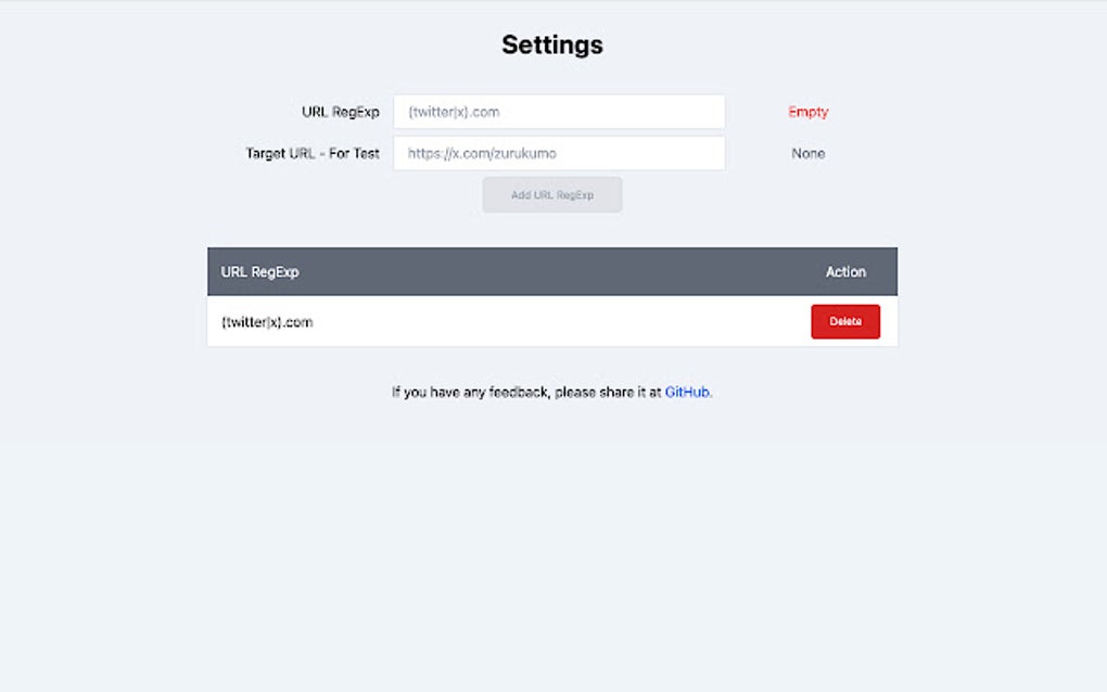 RegExp URL Filter สำหรับ Google Chrome - ส่วนขยาย ดาวน์โหลด