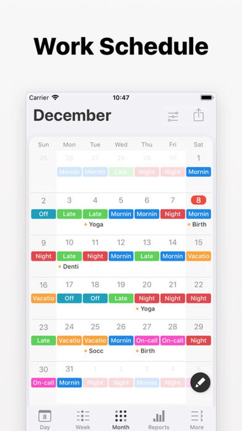 Supershift - Shift Calendar para iPhone - Descargar