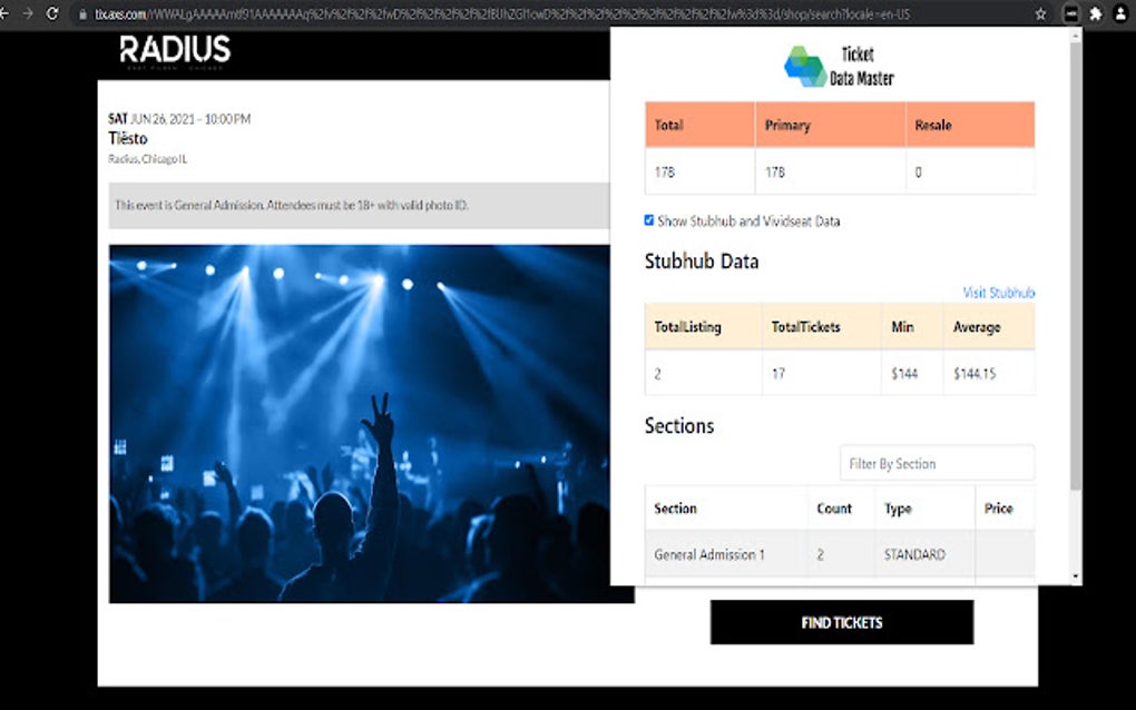 Axs Ticket Counter cho Google Chrome - Tiện ích mở rộng Tải về