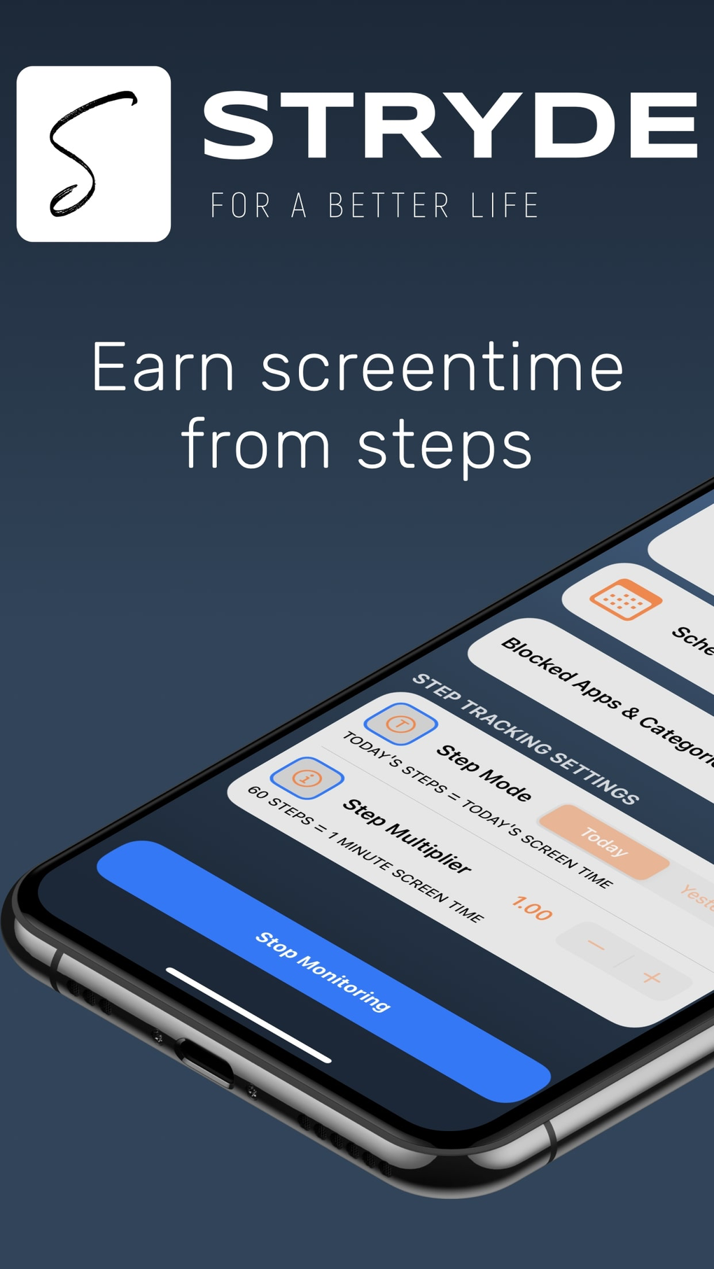 Stryde steps screentime for iPhone - Download