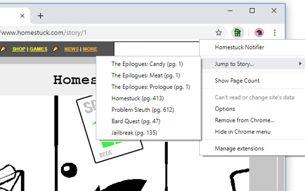 Homestuck Notifier for Google Chrome - Extension Download