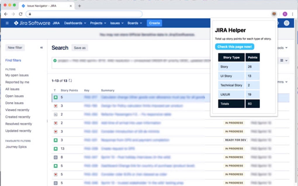 JIRA Helper for Google Chrome - Extension Download