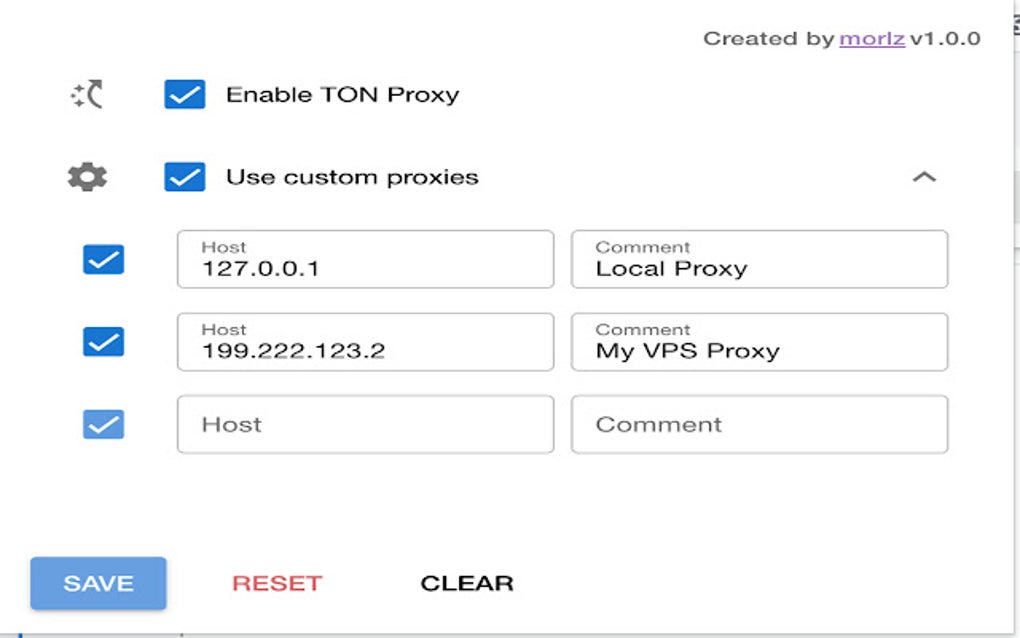 TON Proxy by morlz para Google Chrome - Extensión Descargar