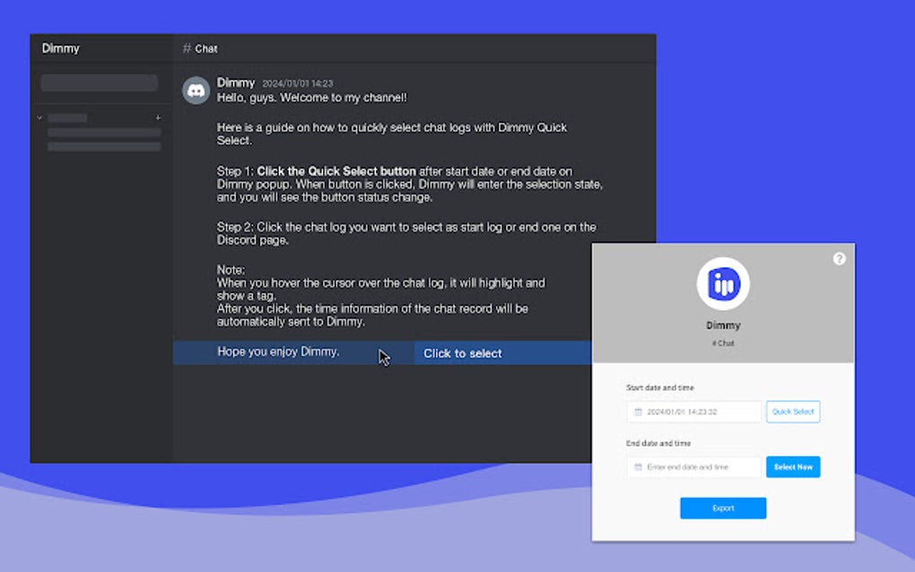 Dimmy - Discord Chat Exporter for Google Chrome - Extension Download