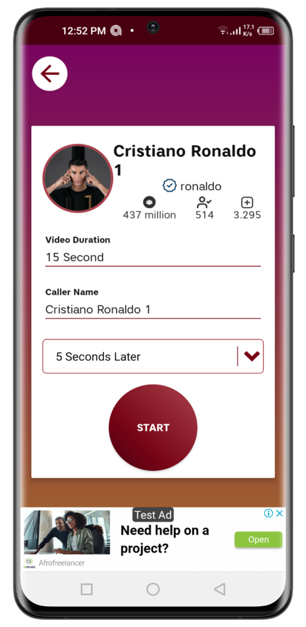 Cristiano Ronaldo video call for Android - Download