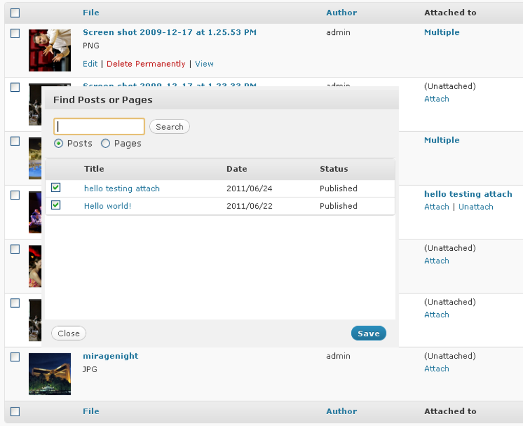 File Un-Attach สำหรับ WordPress - ดาวน์โหลด