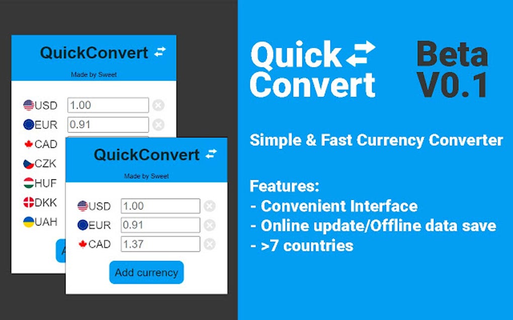 Quick Convert Google Chrome 용 - 확장 프로그램 다운로드