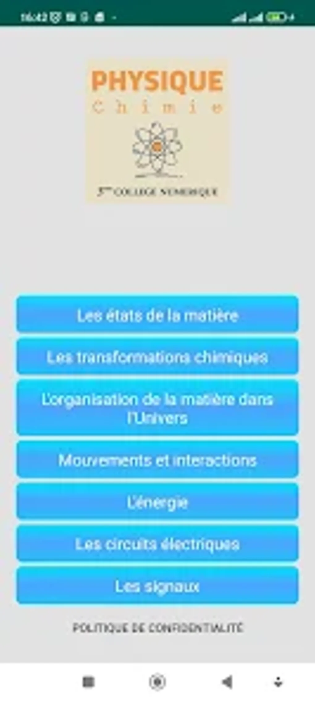 Physique Chimie 3ème für Android - Download