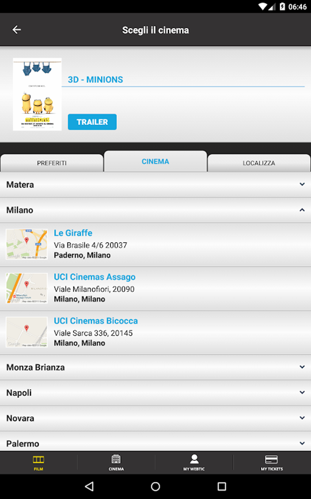 Webtic Prenotazioni Cinema para Android - Descargar