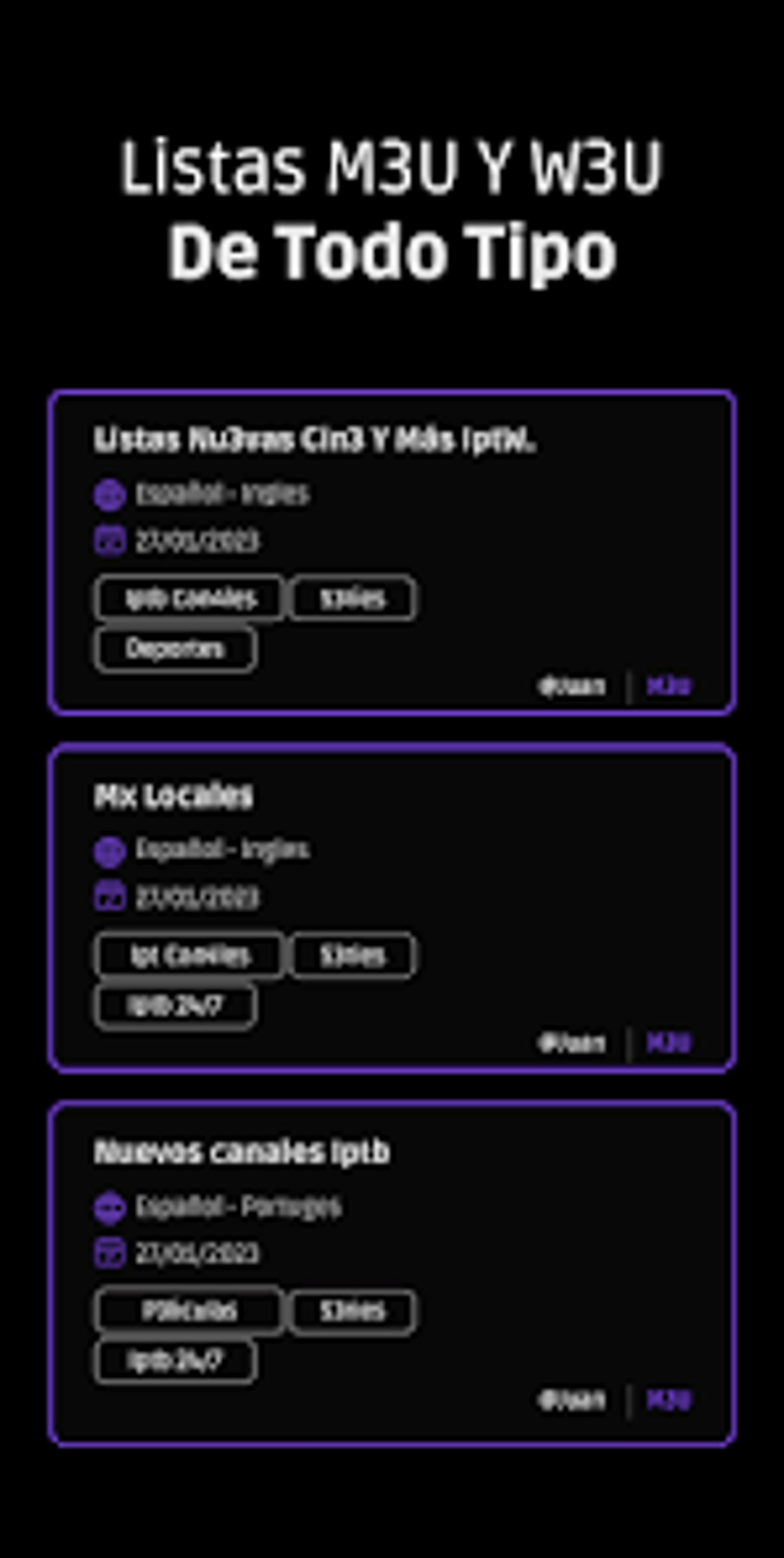 Listas M3u pour Android - Télécharger