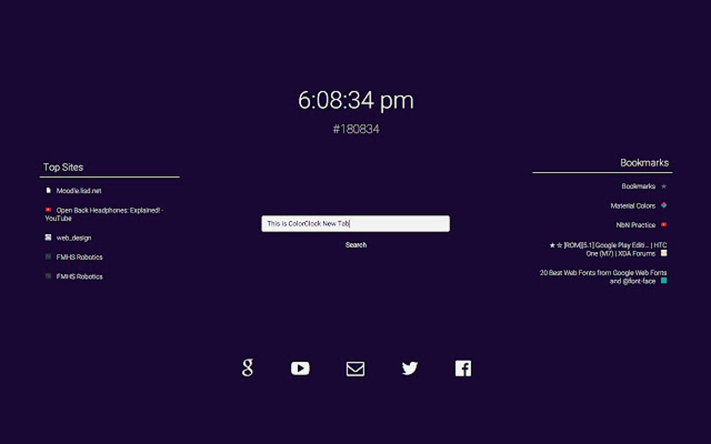 ColorClock New Tab para Google Chrome - Extensión Descargar