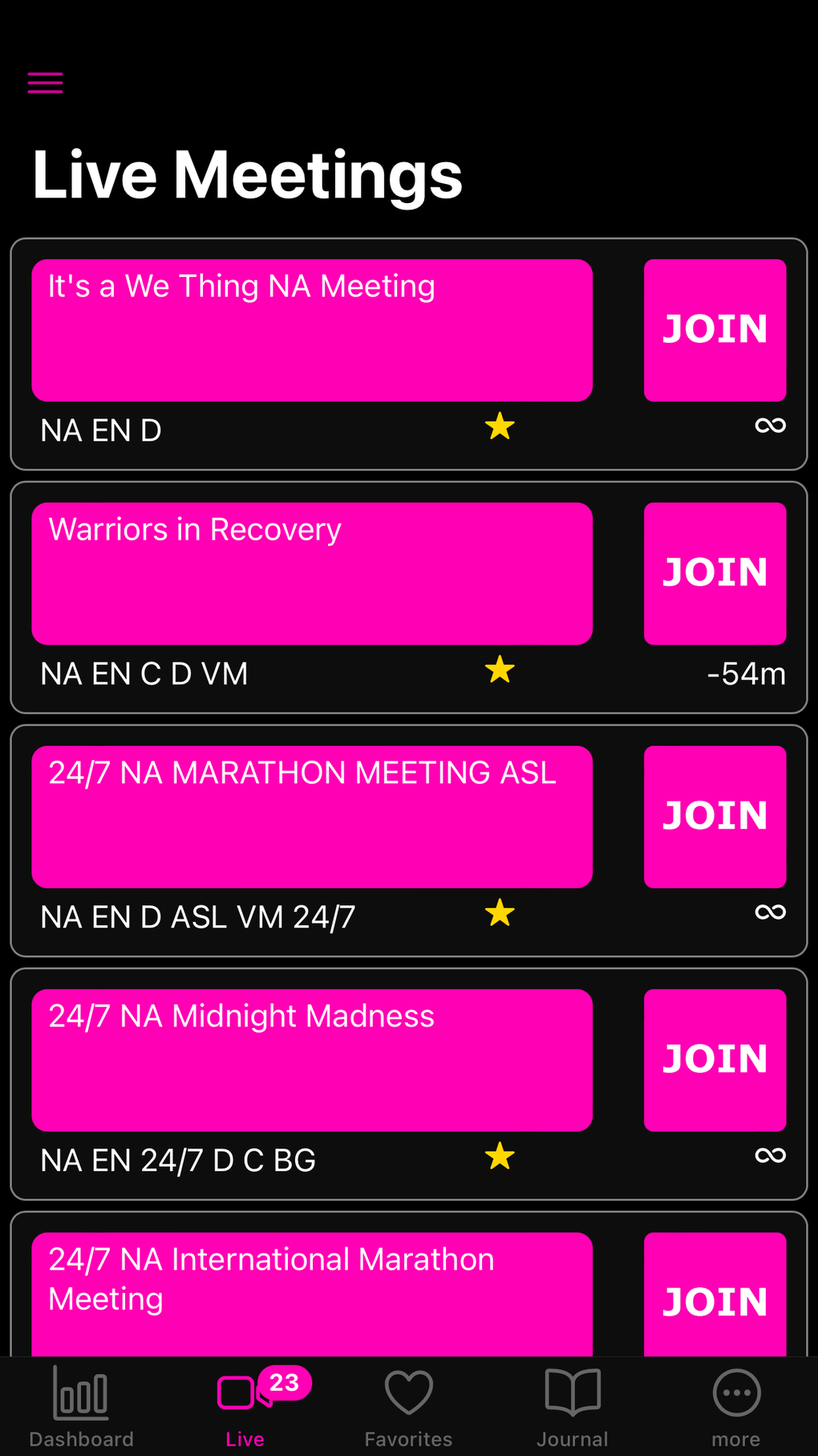 AANA Live Recovery Meetings para iPhone - Descargar