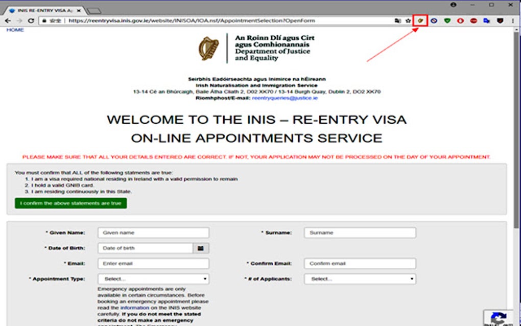 INIS REENTRY VISA para Google Chrome - Extensión Descargar
