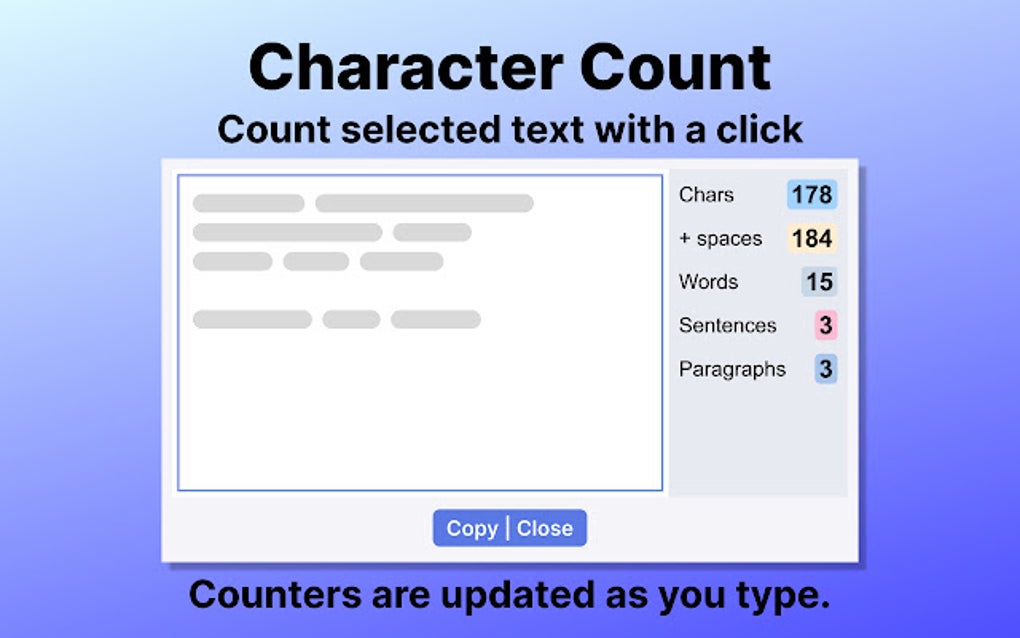 Character Count Google Chrome 용 - 확장 프로그램 다운로드 Character Count Google Chrome 용 - 확장 프로그램 다운로드