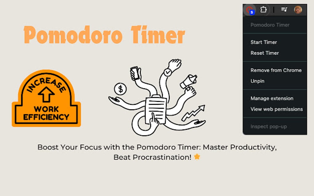 Pomodoro Timer para Google Chrome - Extensión Descargar