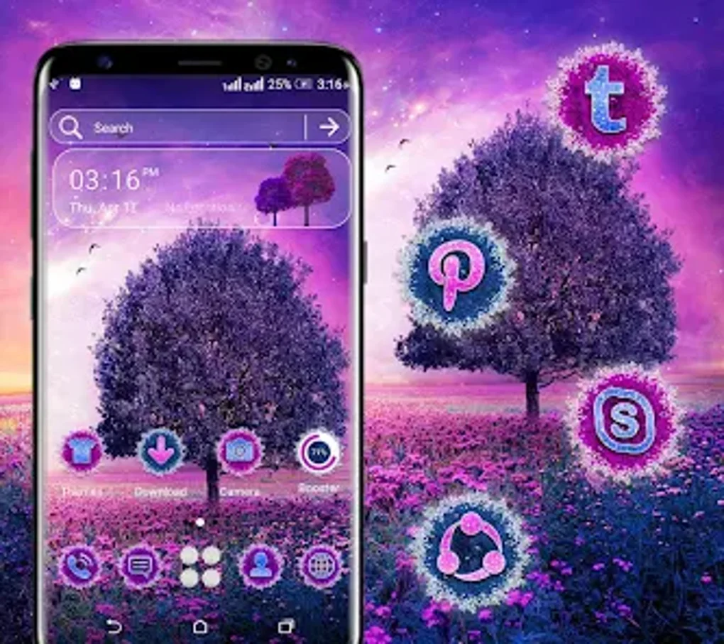 Purple Tree Flowers Theme for Android - Download