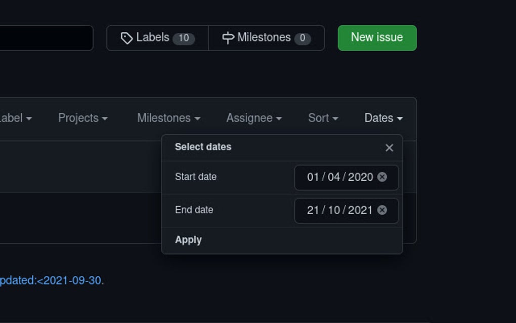 Github Dates Filter for Google Chrome - Extension Download
