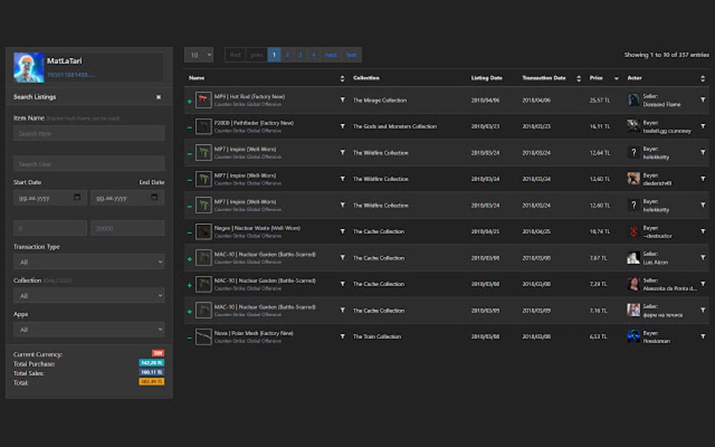 Steam Market History Helper cho Google Chrome - Tiện ích mở rộng Tải về
